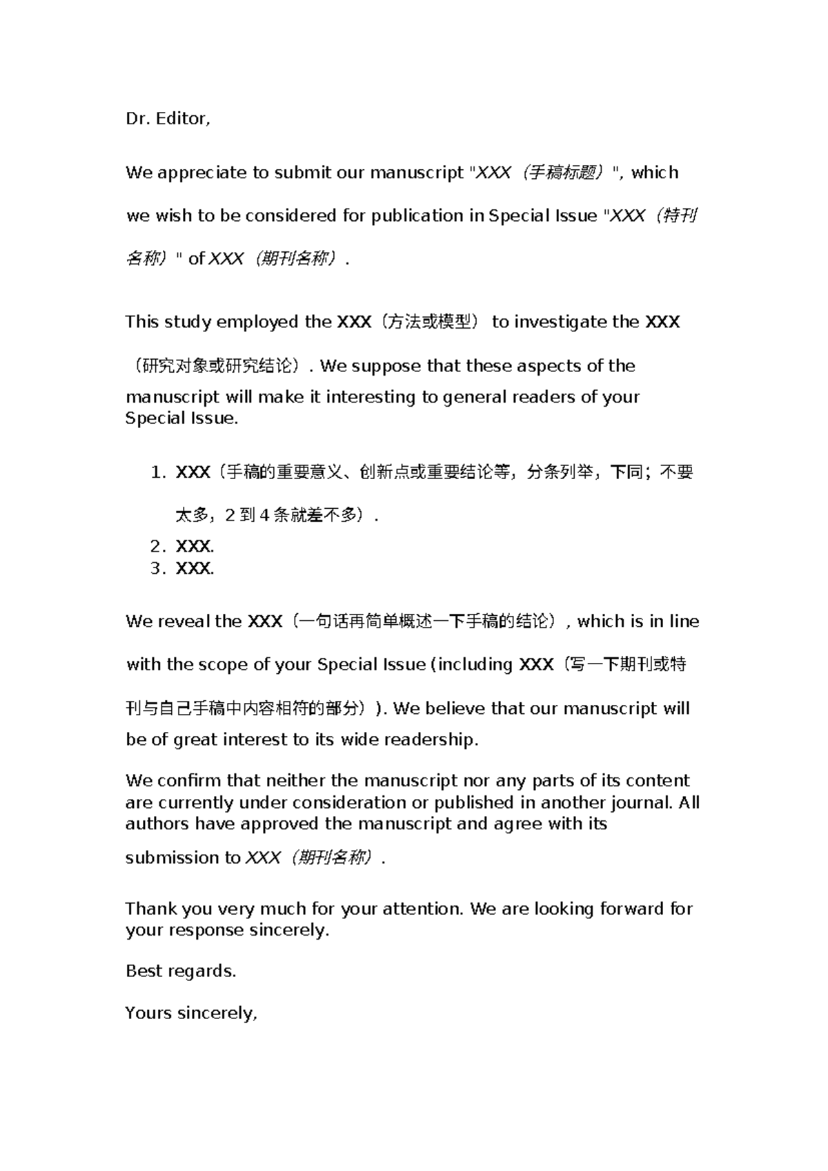 Cover Letter Template for MDPI Paper Submission - Studocu