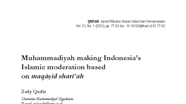 Muhammadiyah's Role in Promoting Islamic Moderation: A Study (Ijtihad ...