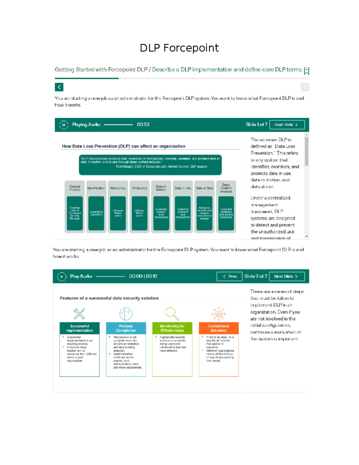 1 DLP Forcepoint admin Getting started - DLP Forcepoint otro. Dado que ...