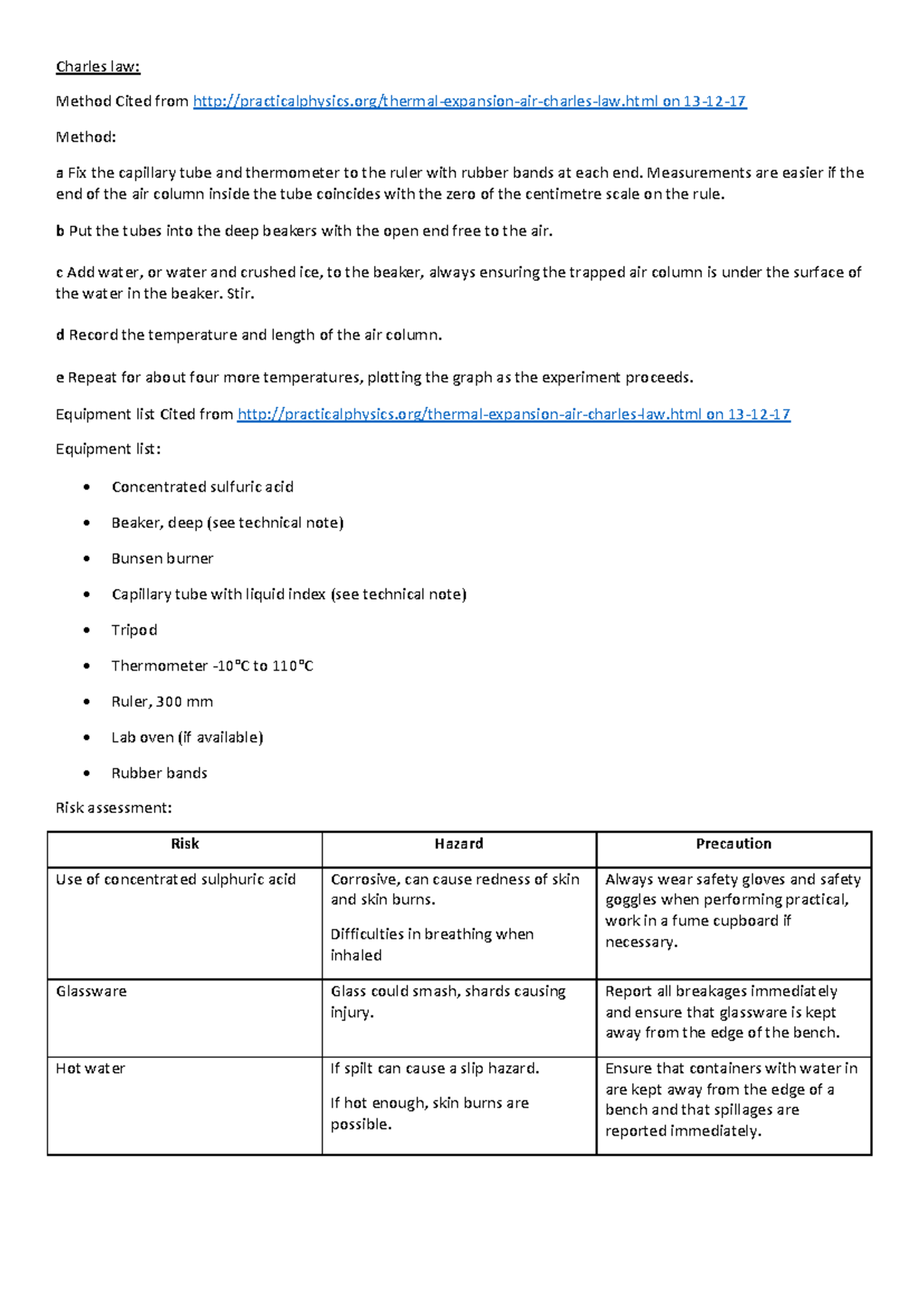 AQA A Level Physics Practical Methods: Charles & Boyle's Laws - Studocu
