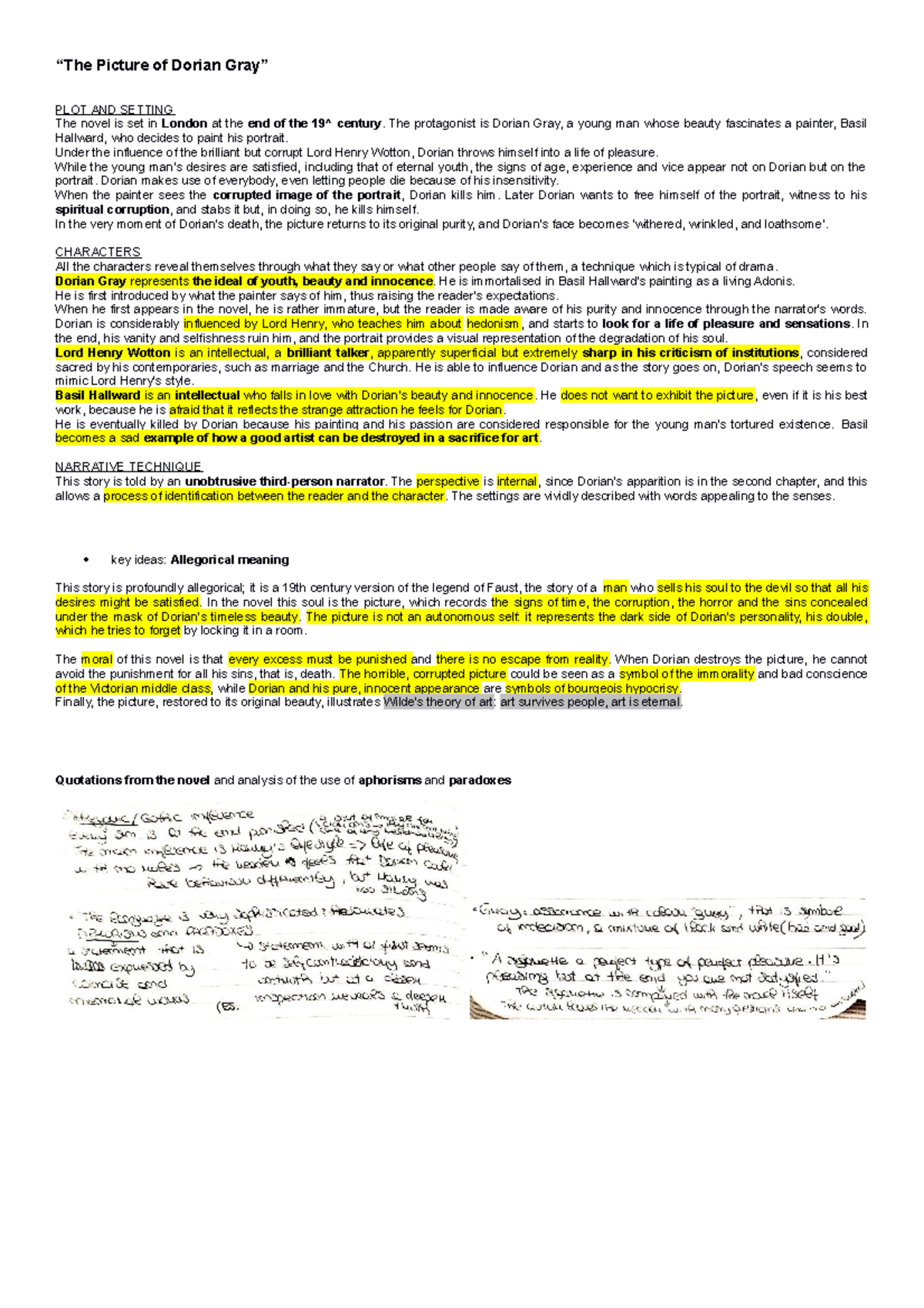 O. Wilde's "The Picture of Dorian Gray": Themes & Analysis - Studocu