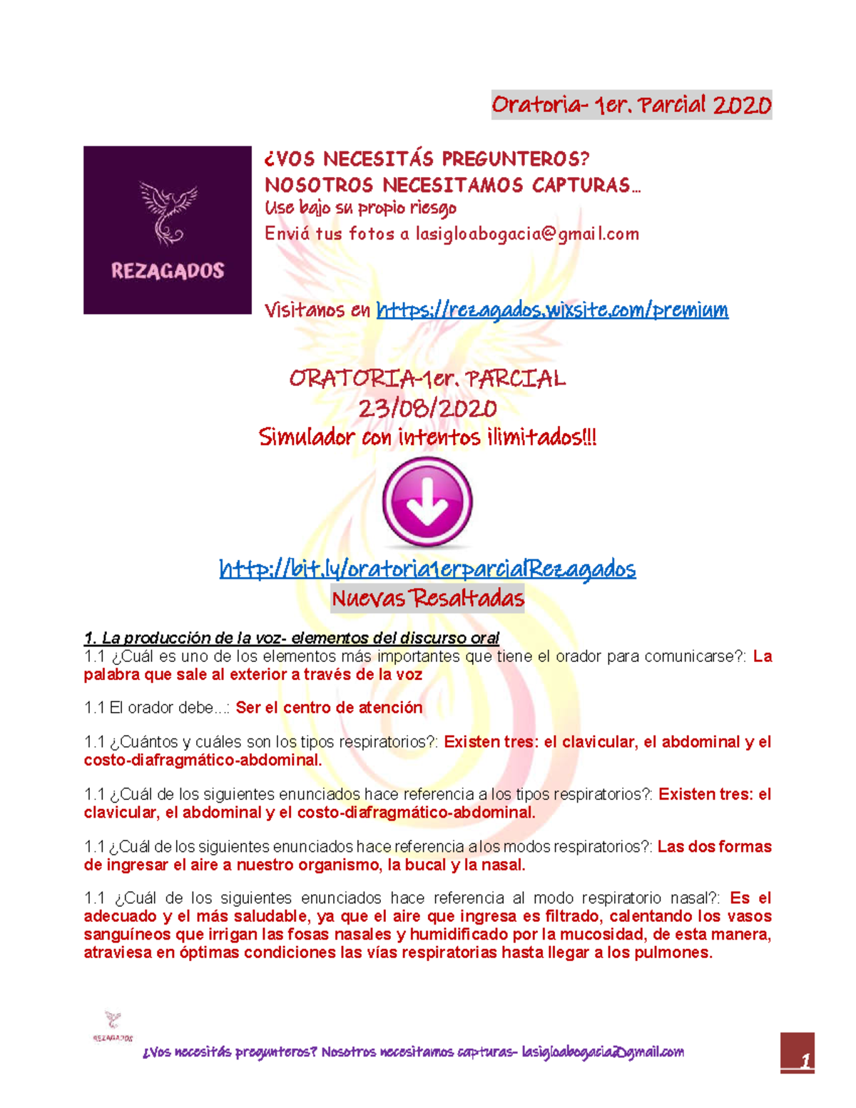 23-08-2020 Oratoria 1er Parcial Rezagados - Warning: TT: undefined function: 32 ¿Vos necesitás ...