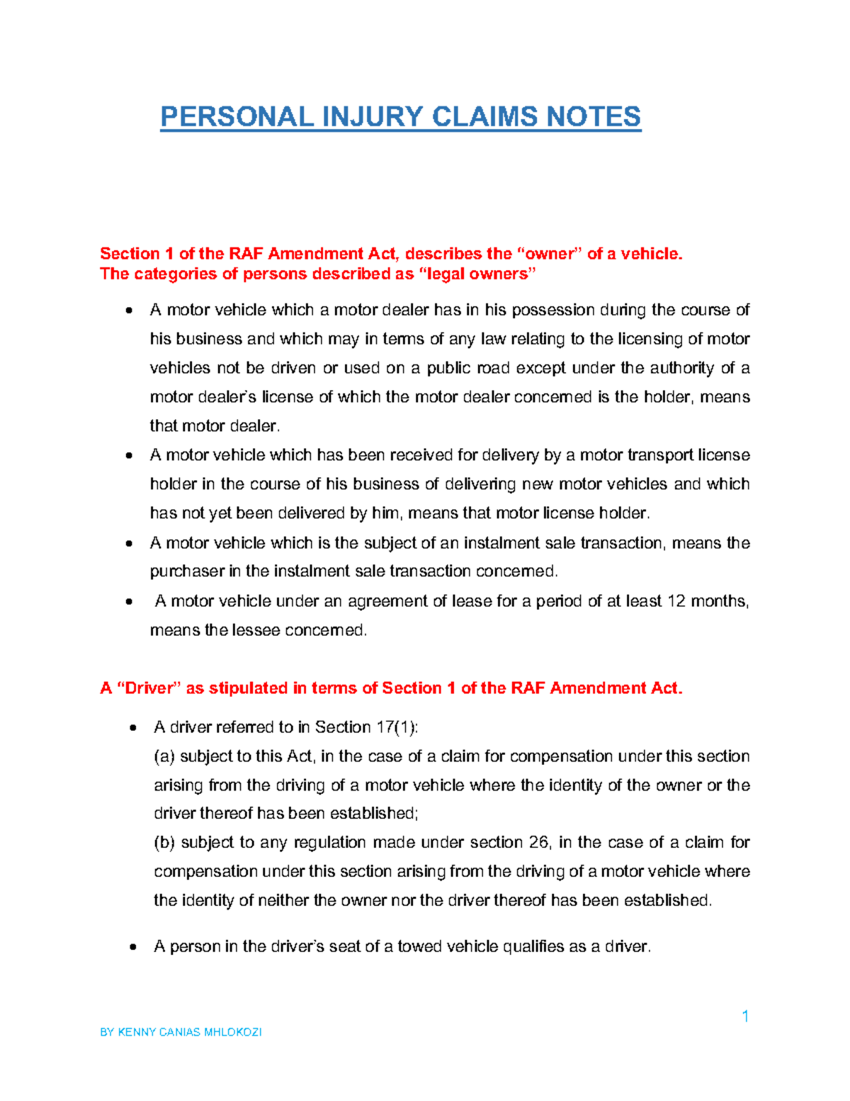 RAF Personal Injury Claims Notes: Understanding Vehicle Definitions and ...