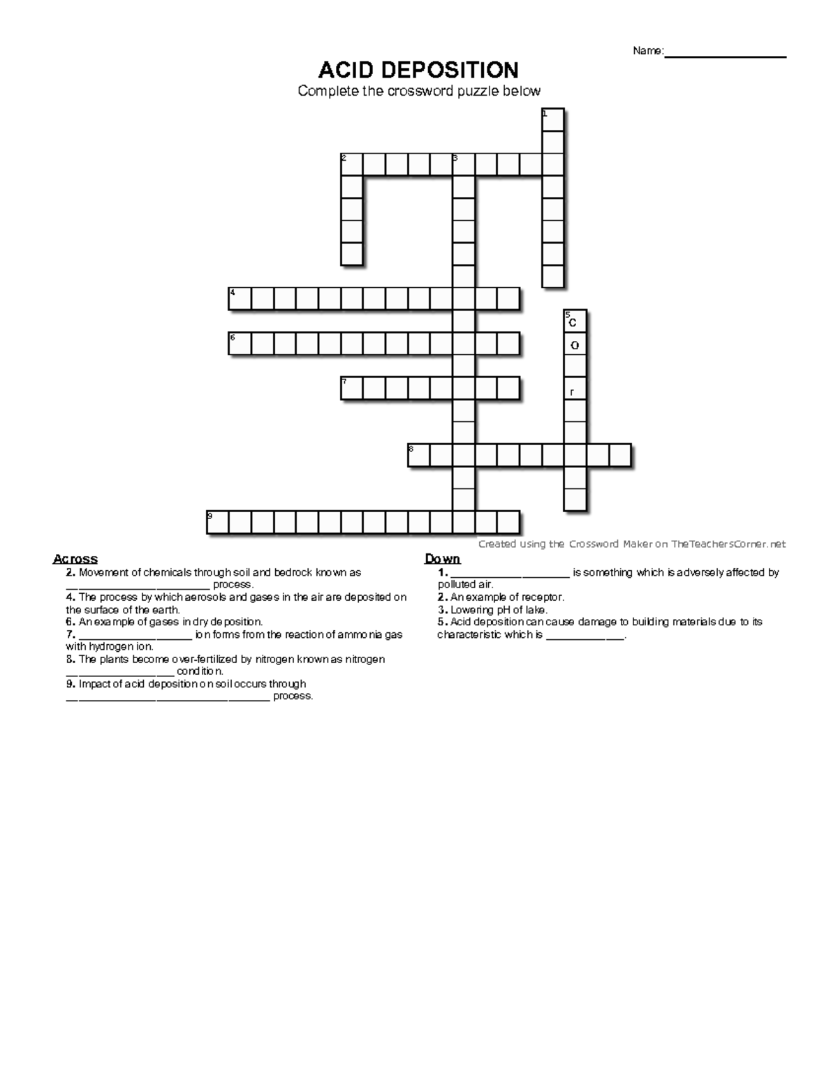 ACID DEPOSITION Crossword Puzzle Activity - Studocu