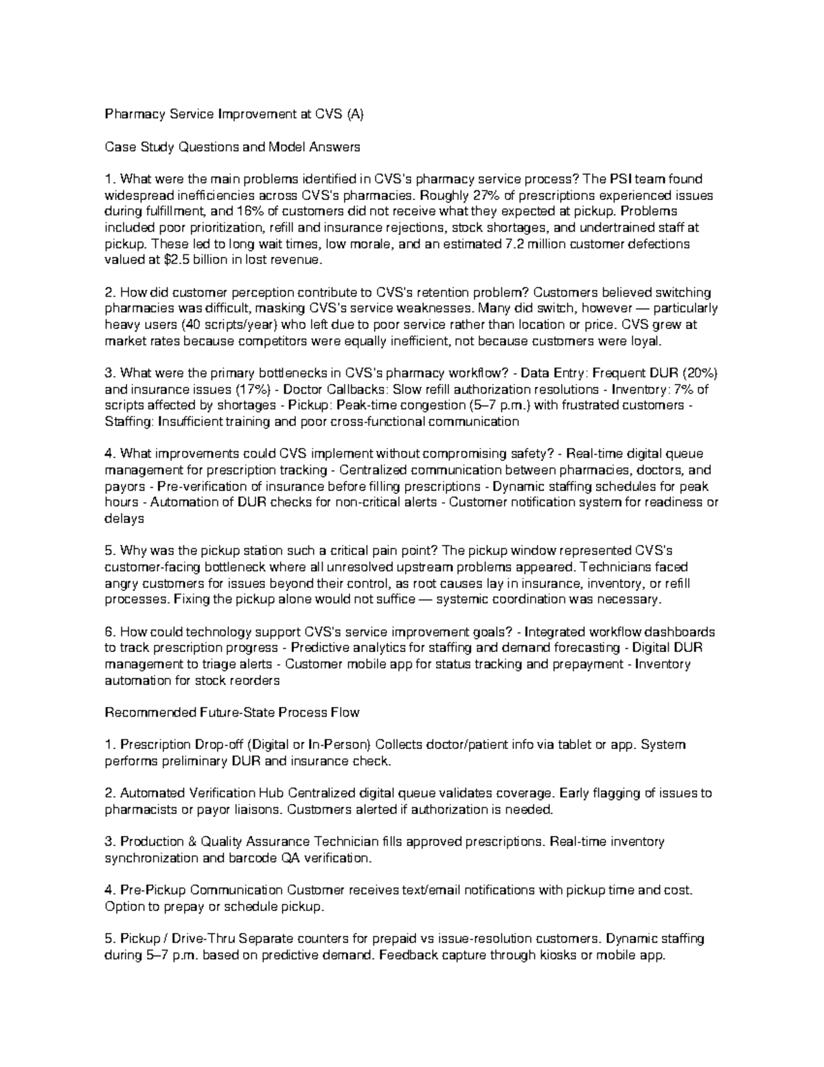 CVS Pharmacy Service Improvement Case Study: Key Issues & Solutions ...