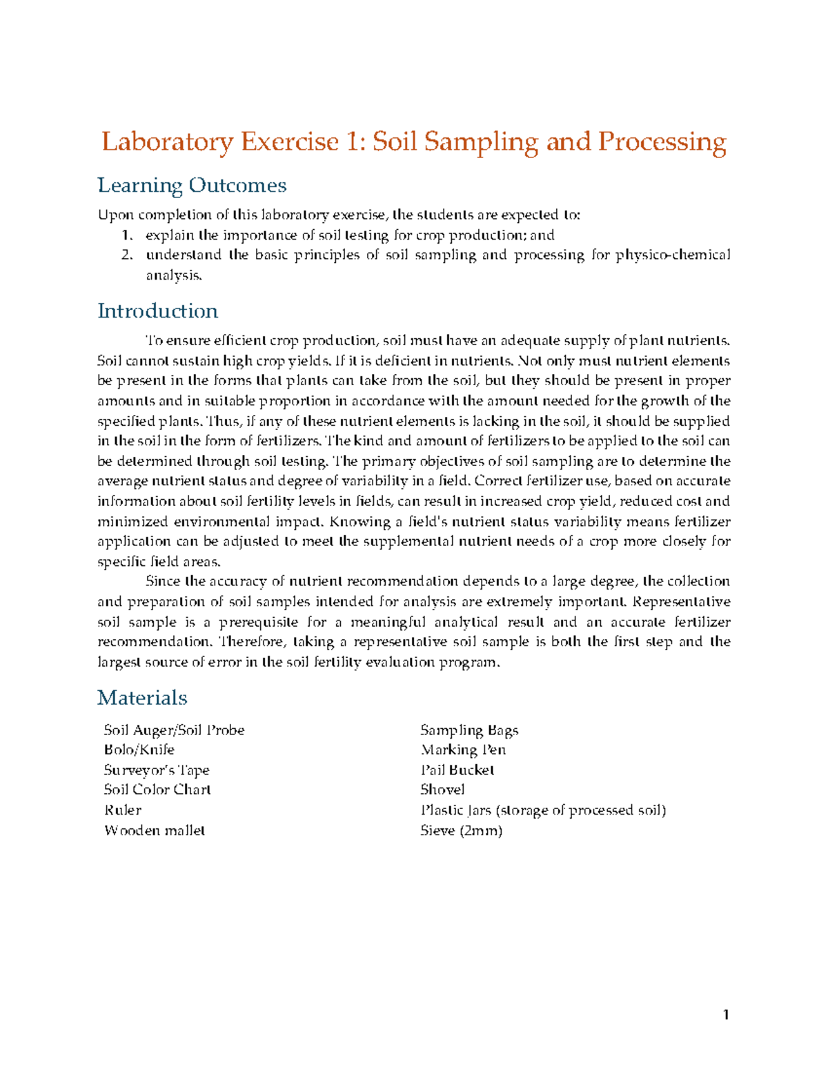 Soils 1 LAB Guide: Soil Sampling, Proﬁling & Density Analysis - Studocu