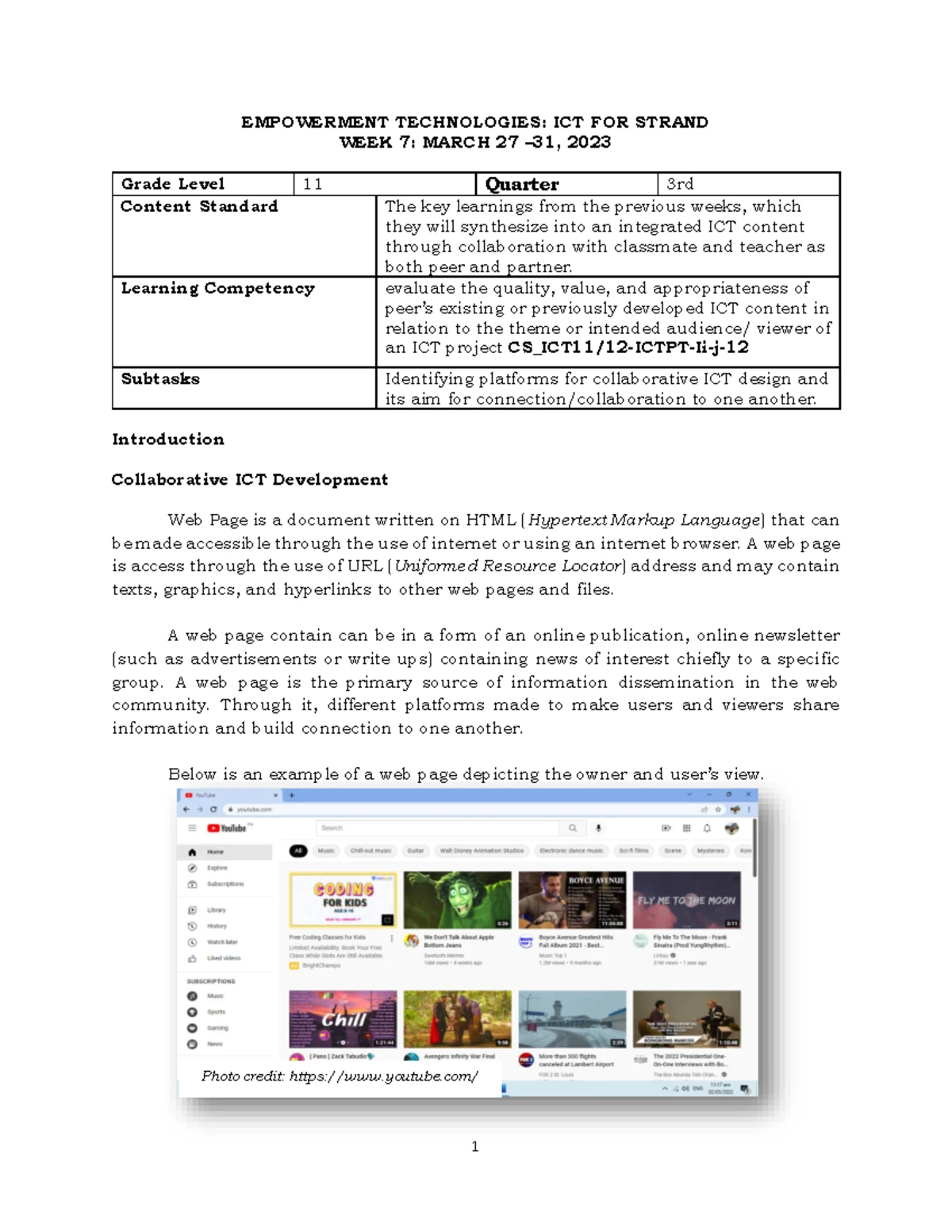 DLL- Emtech Quarter 2 WEEK1 - DAILY LESSON LOG IN SENIOR HIGH SCHOOL School FORTUNE HIGH SCHOOL ...