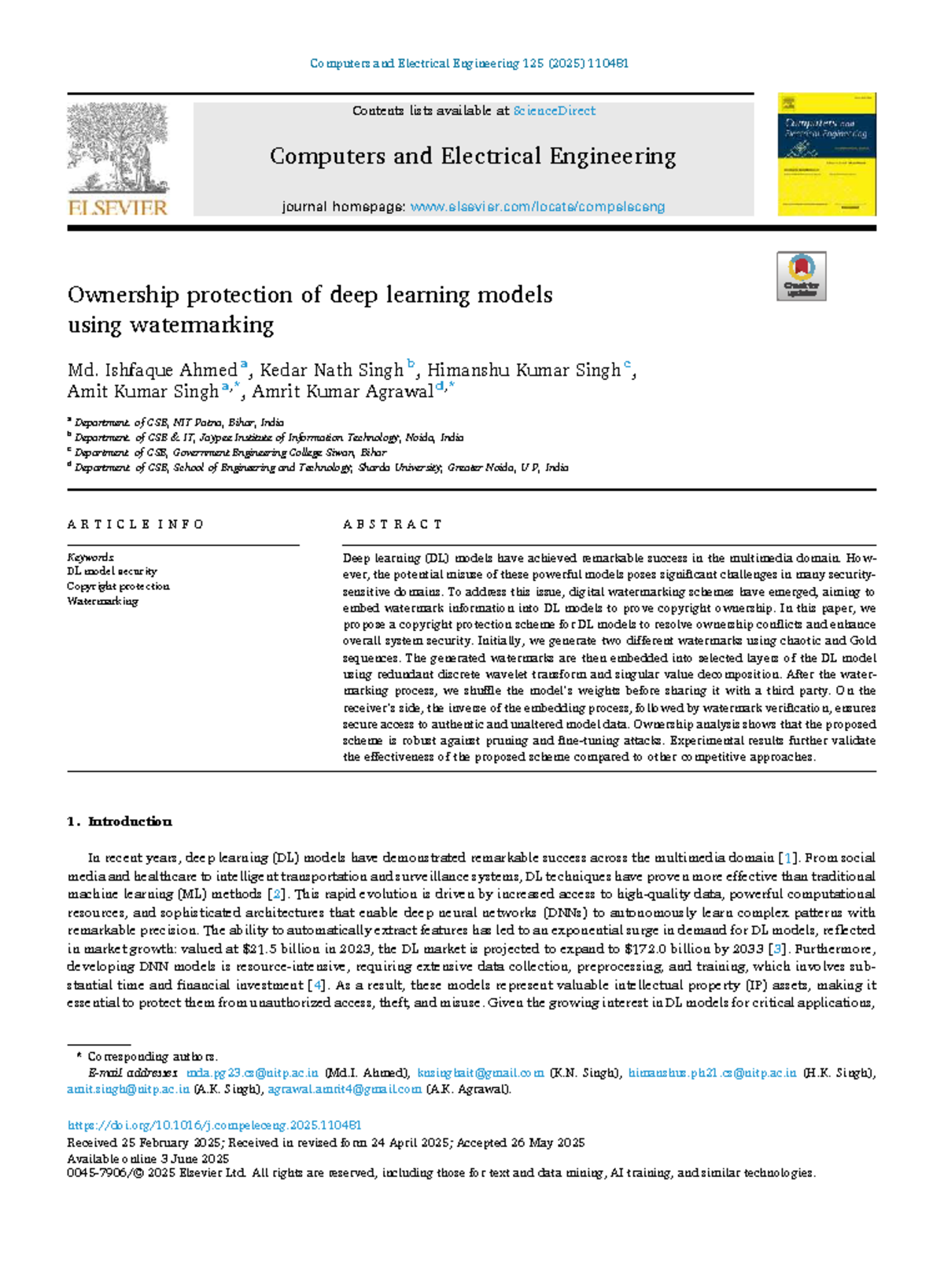 Ownership Protection of Deep Learning Models via Watermarking (CSE 125) - Studocu