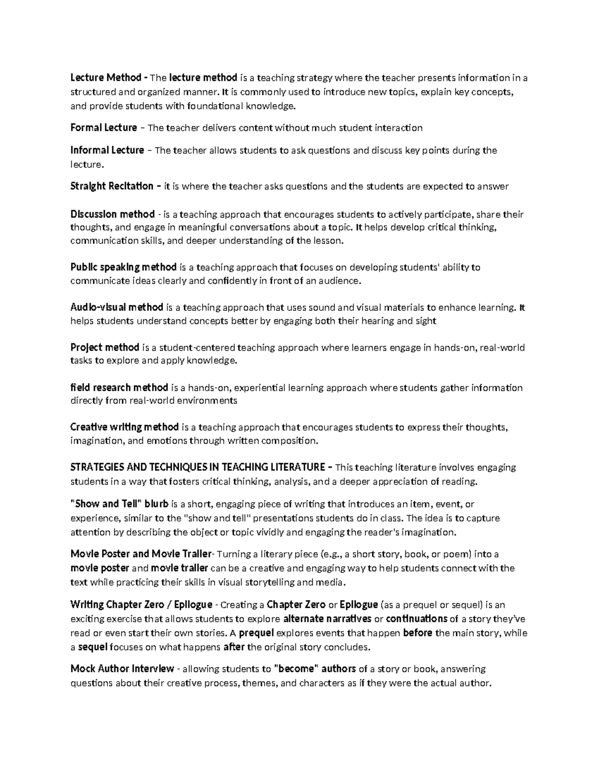FOR- Report - lecture - Lecture Method - The lecture method is a ...