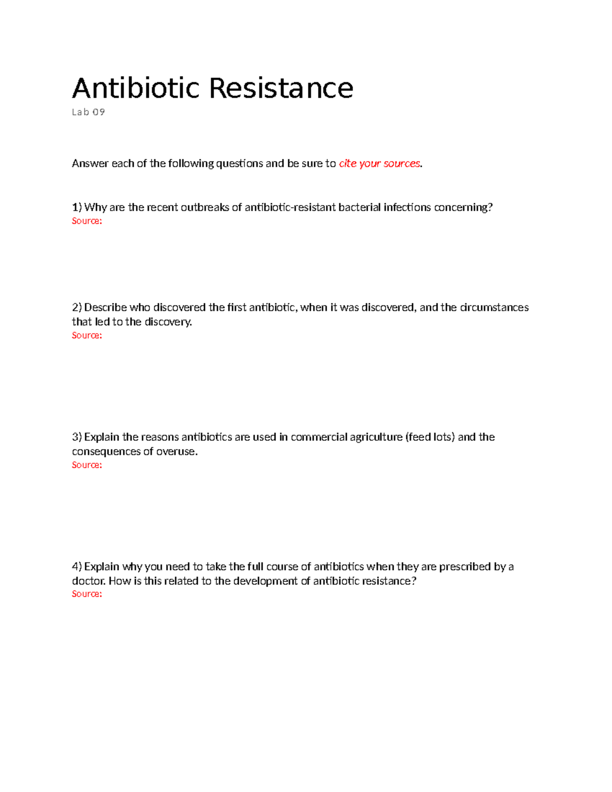 Lab 09: Antibiotic Resistance Worksheet & Insights (2025) - Studocu