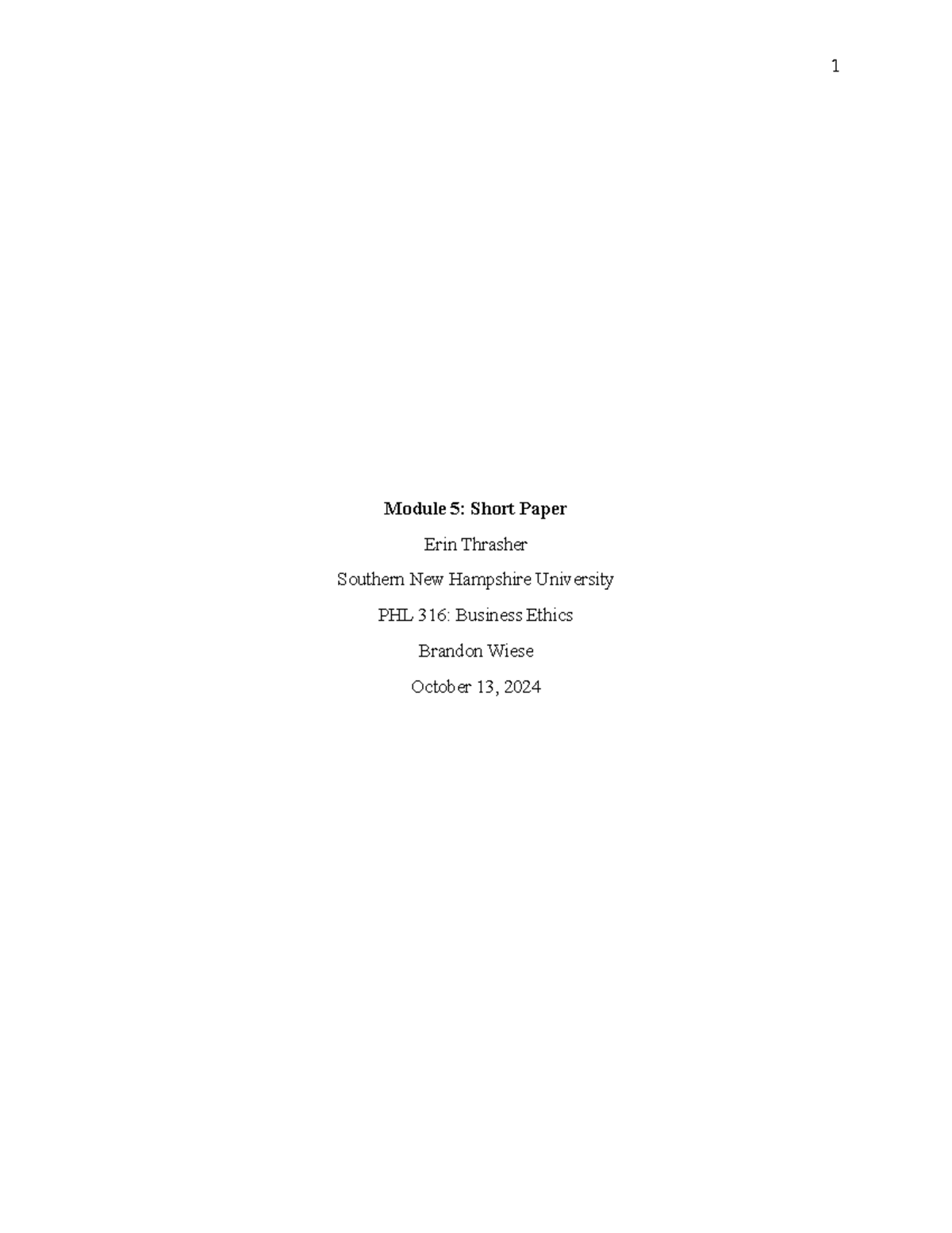 BUSEthics 316 Module 5 - Short Paper on Ethical Culture - Studocu