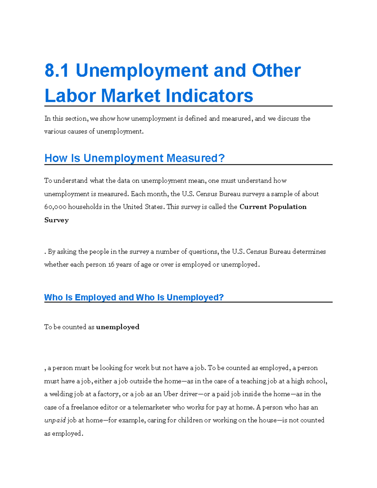 Chapter 8 Lecture Notes - 8 Unemployment and Other Labor Market ...