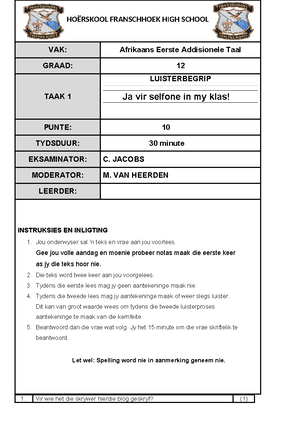 [Solved] Aanlyn verkope Stel baie kort vrae op oor hierdie opskrif wat ...
