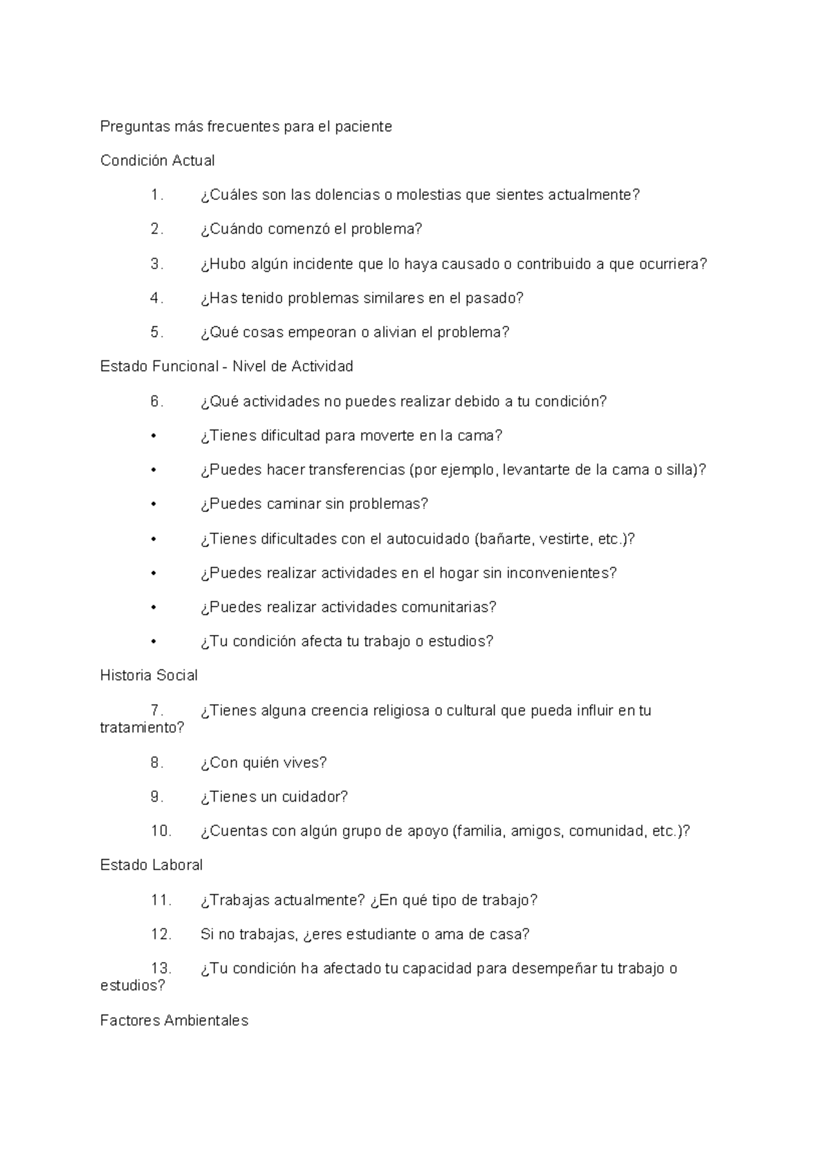 SOAP Parte Subjetiva - Excelente - Preguntas más frecuentes para el ...