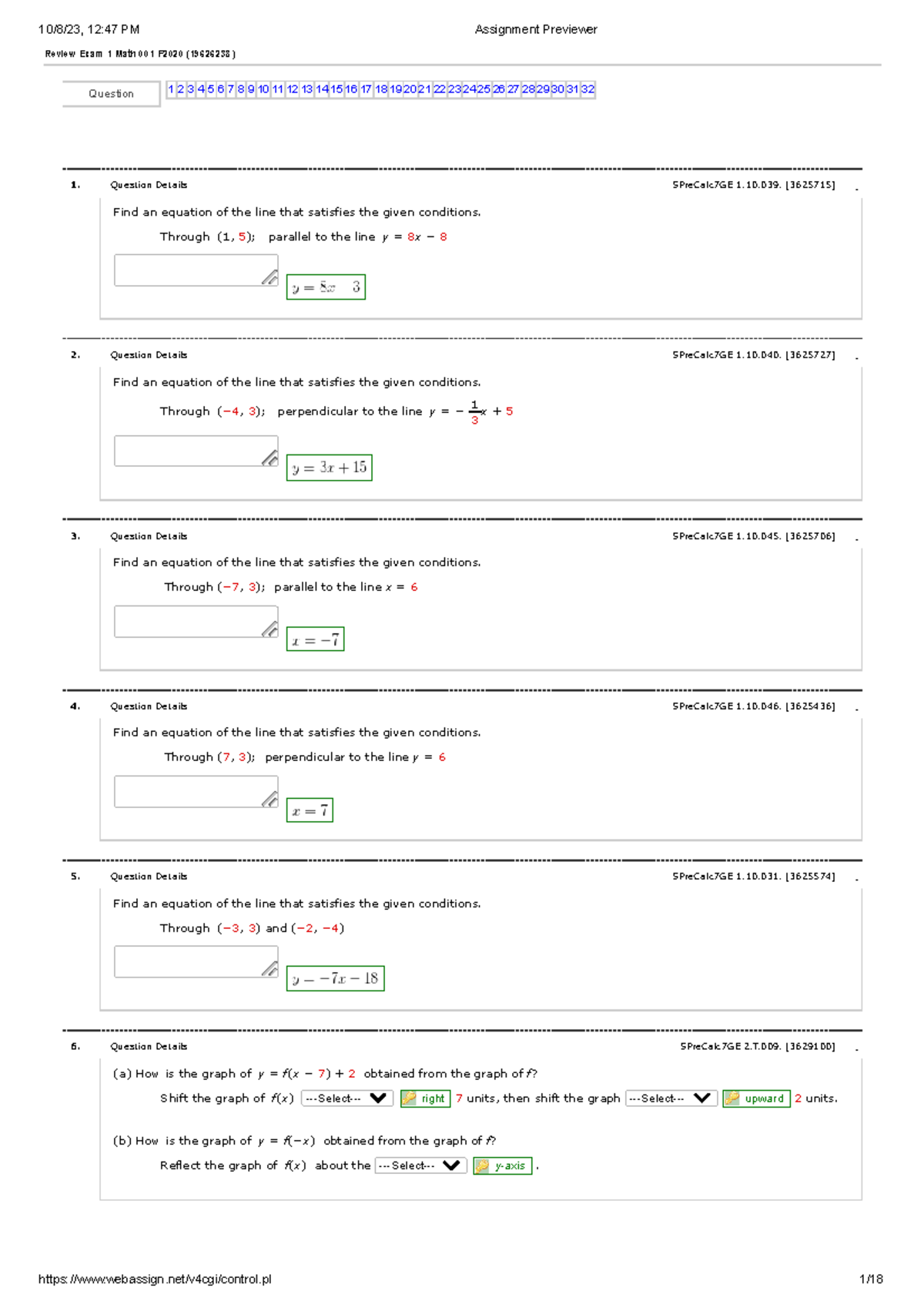 Math 001 F2020 Exam 1 Review Sheet Questions - Studocu