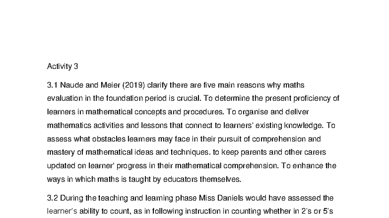 POE Activity 3: Importance of Maths Evaluation in Foundation Phase ...