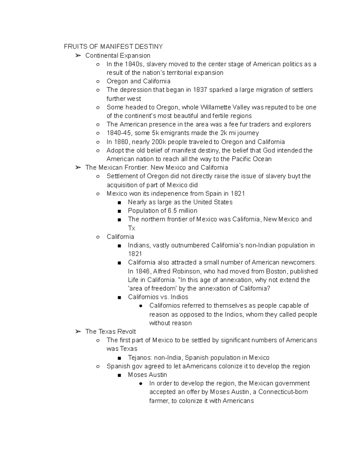 Give Me Liberty! Chapter 13: Notes on Manifest Destiny and Texas - Studocu