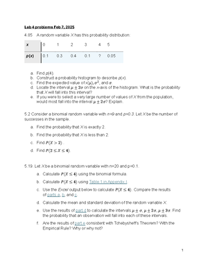 STAT2920 Formula Sheet - Table 1: Special probability distributions and ...