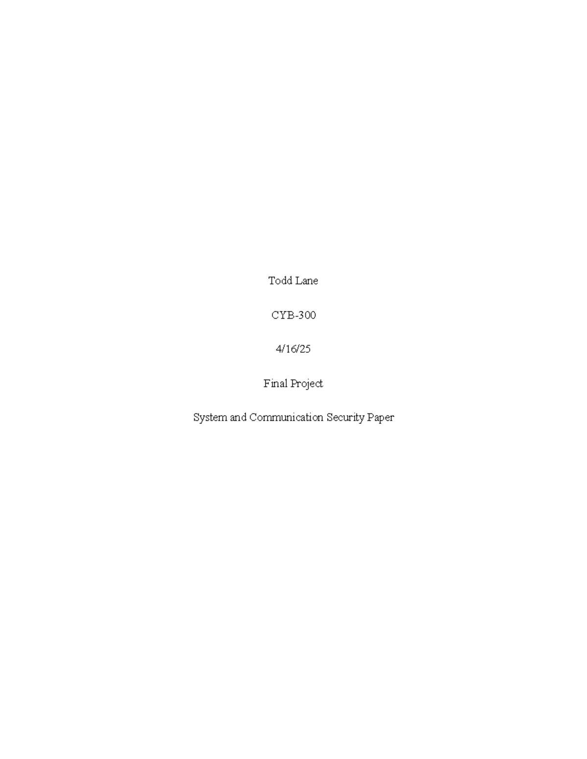 CYB-300 Final Project: System & Communication Security Insights - Studocu