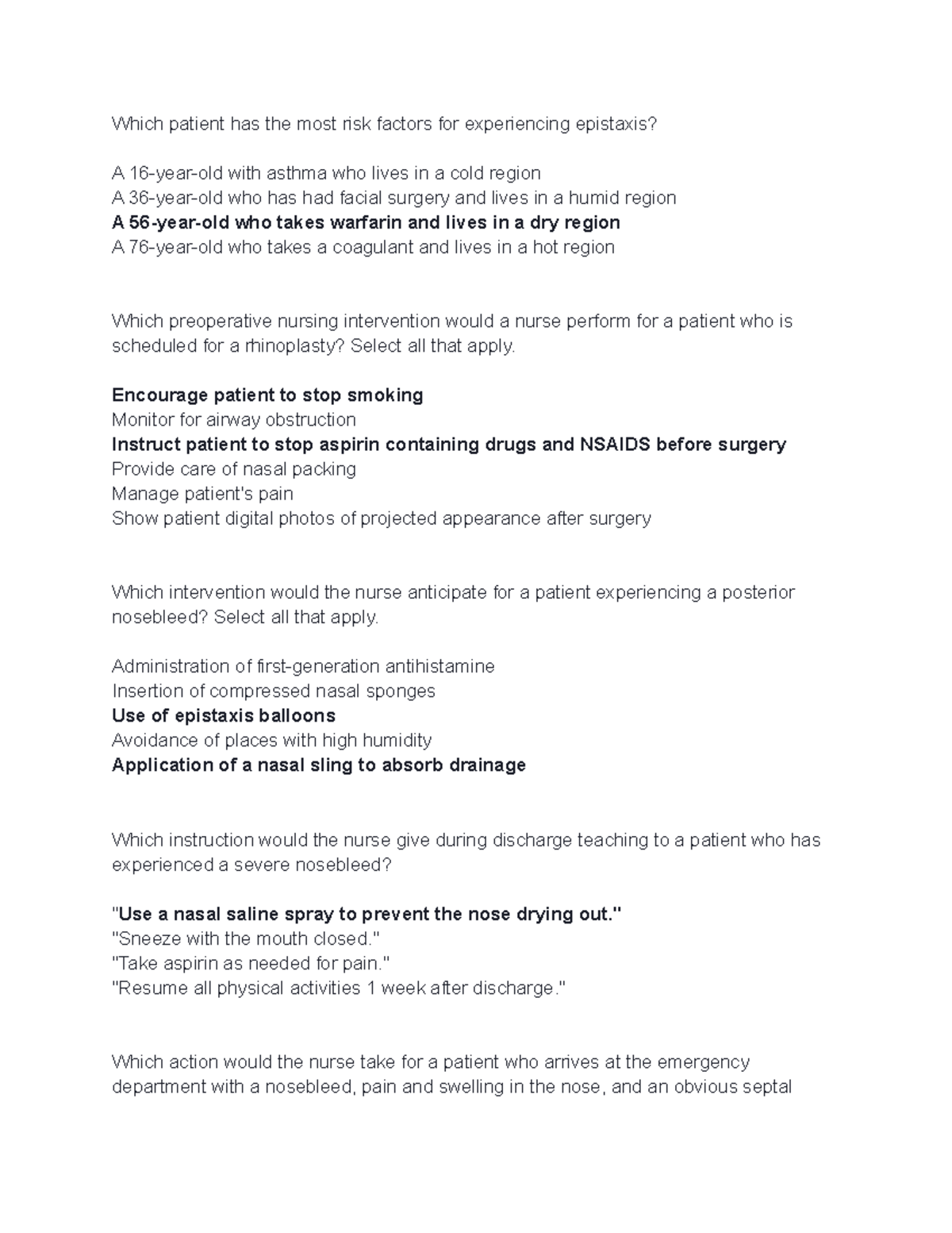Risk Factors for Epistaxis: Patient Scenarios and Nursing Interventions ...