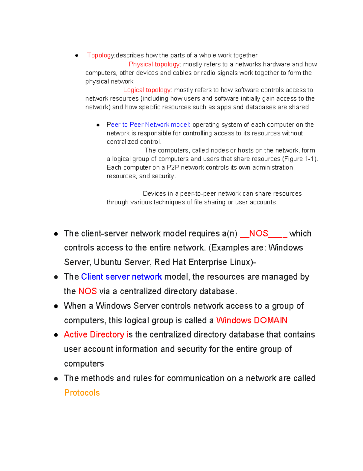 Networking Basics: Topologies, Protocols, and Safety Guidelines - Studocu