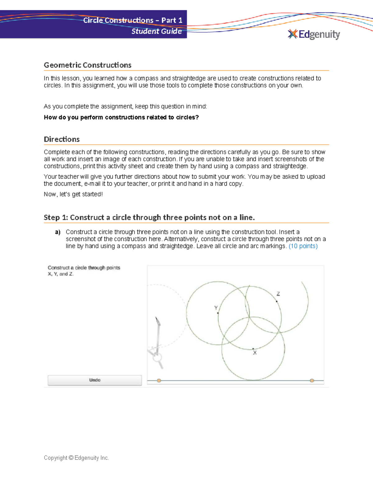 Circle Constructions - Part 1 Student Guide and Assignment - Studocu