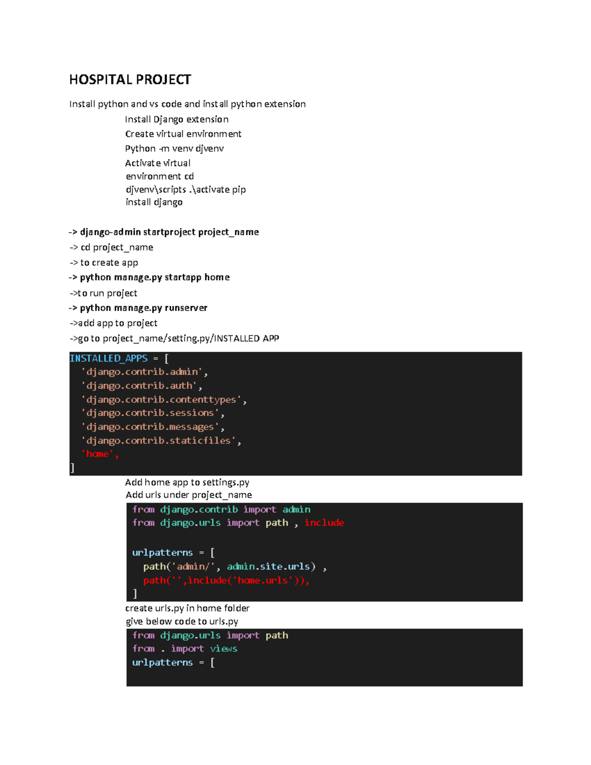 Hospital Django Internship Guide: Setting Up Python & VS Code - Studocu