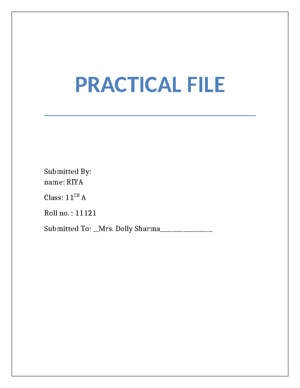 Python Practical File - Class 11A Assignment Submission - Studocu