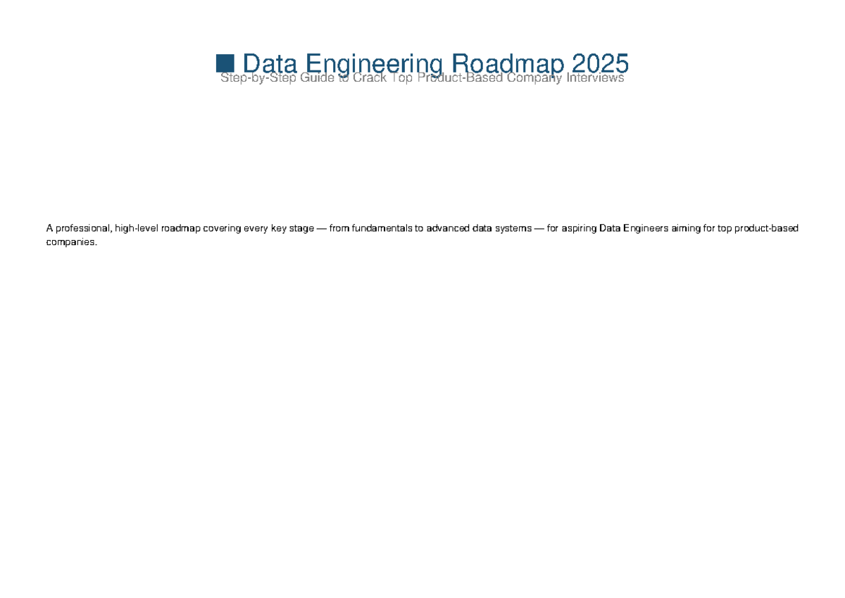 Data Engineering Roadmap 2025: A Comprehensive Guide for Interviews ...