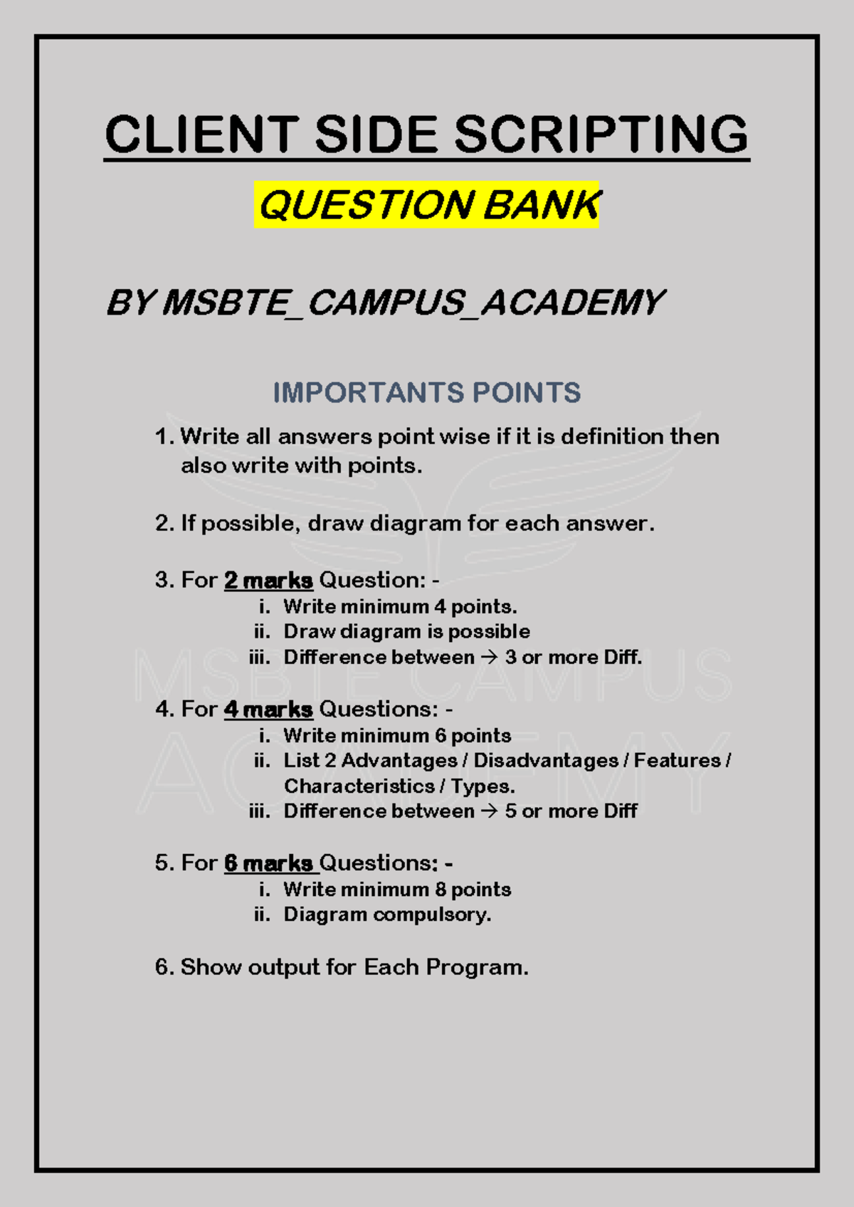 CSS Question BANK BY Msbte Campus - CLIENT SIDE SCRIPTING QUESTION BANK BY MSBTE_CAMPUS_ACADEMY ...