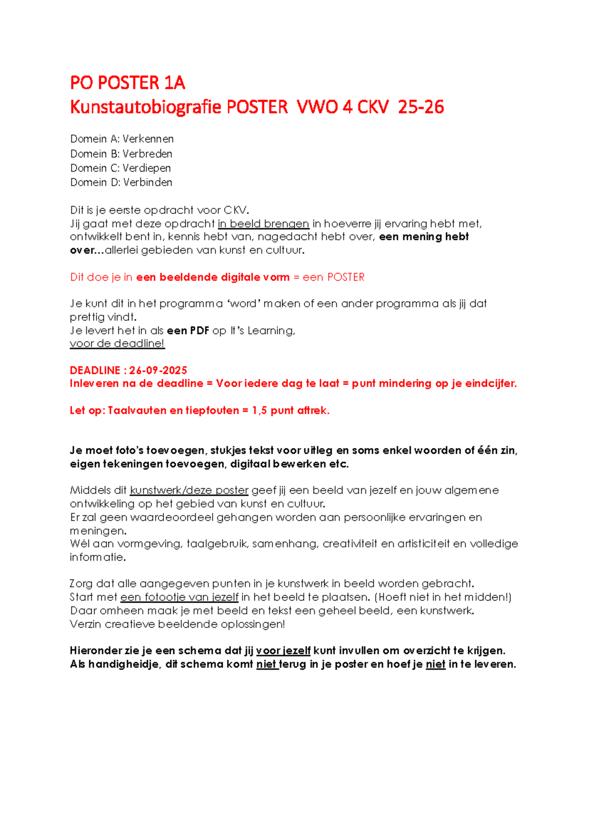 PO 1A - Kunstautobiografie Poster voor CKV VWO 4: Creatieve Verkenning ...