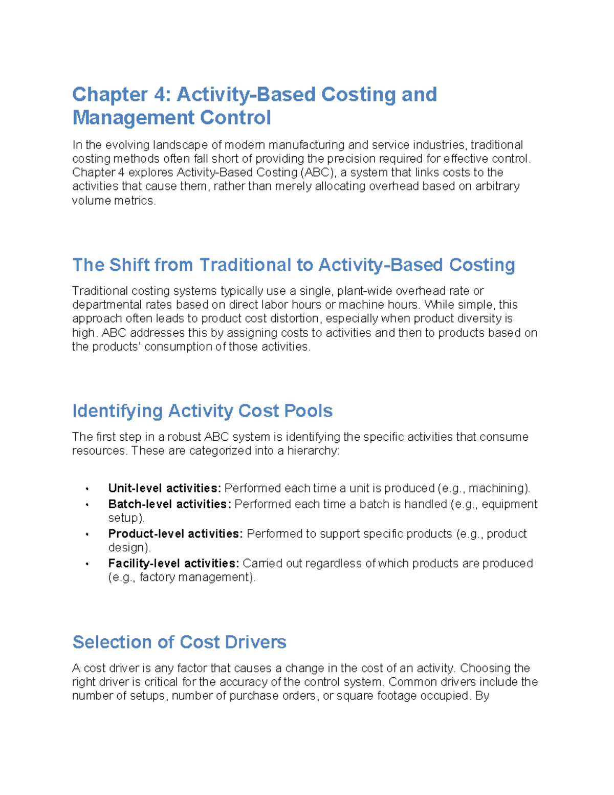Cost Accounting and Control Systems: Chapter 4 - Activity-Based Costing ...