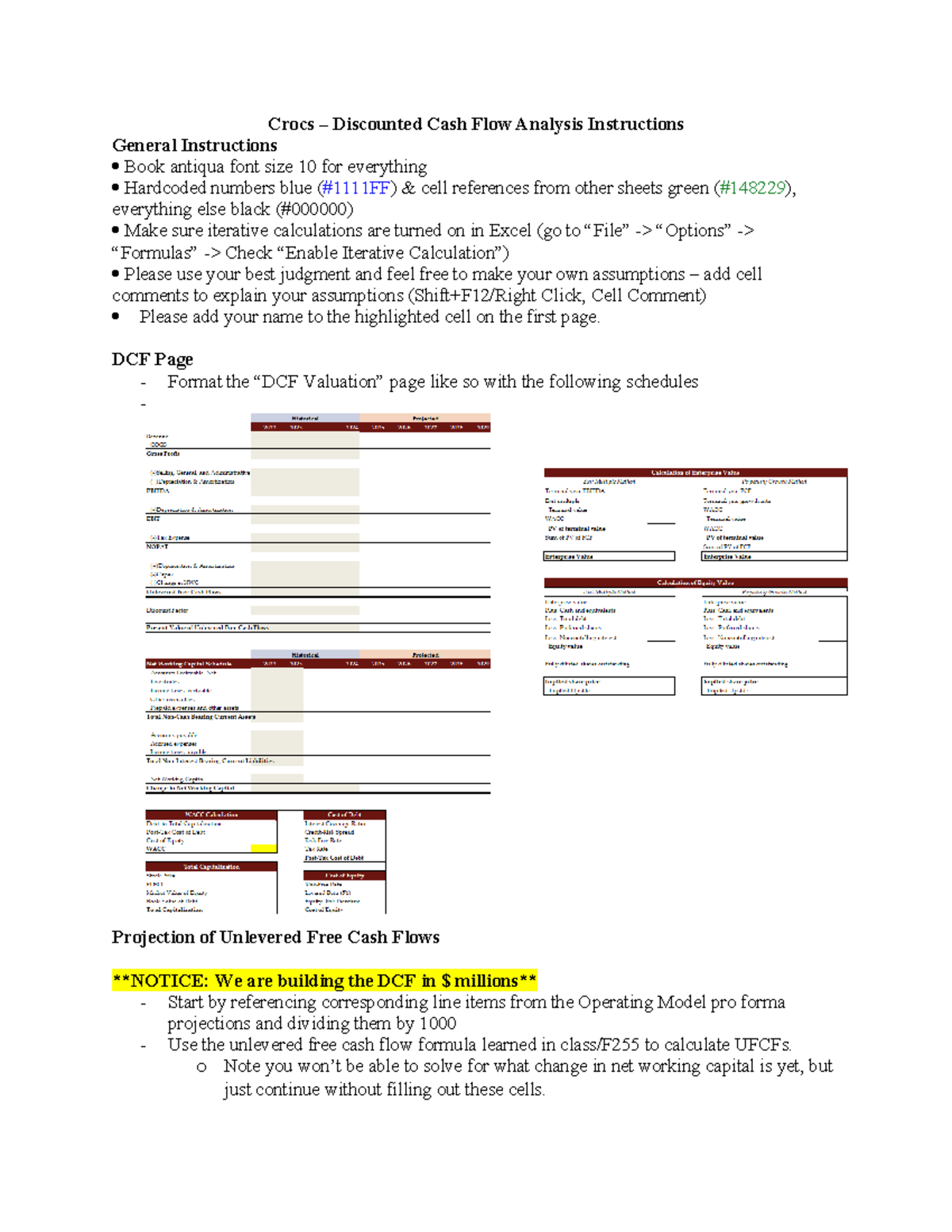 DCF Analysis Instructions for Crocs (Course Code: asdfasdf) - Studocu