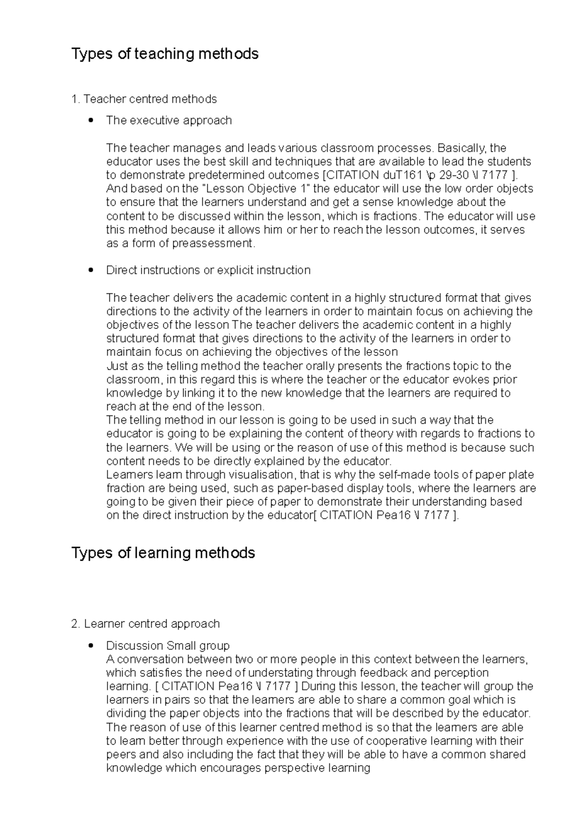 Types of teaching methods - Teacher centred methods The executive ...