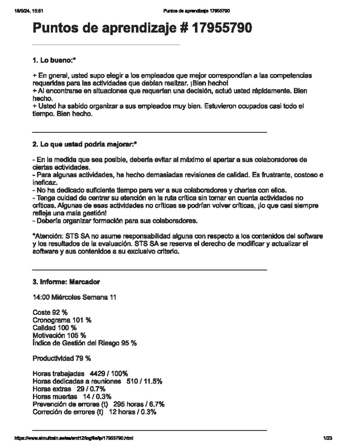 Puntos de Aprendizaje sobre Simultrain - Análisis de Decisiones y Resultados - Studocu
