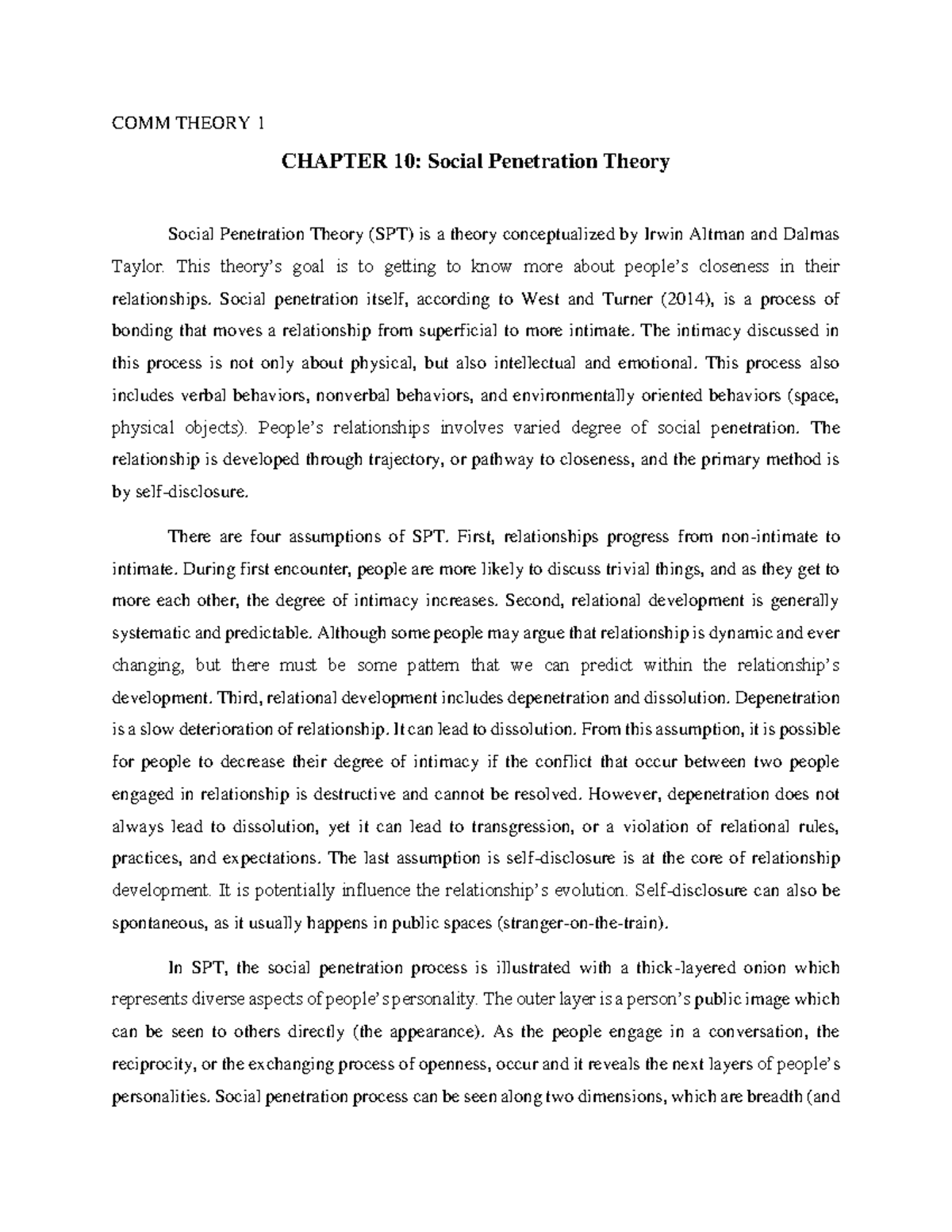 Communication Theory - Chapter 10: Social Penetration Theory Insights ...