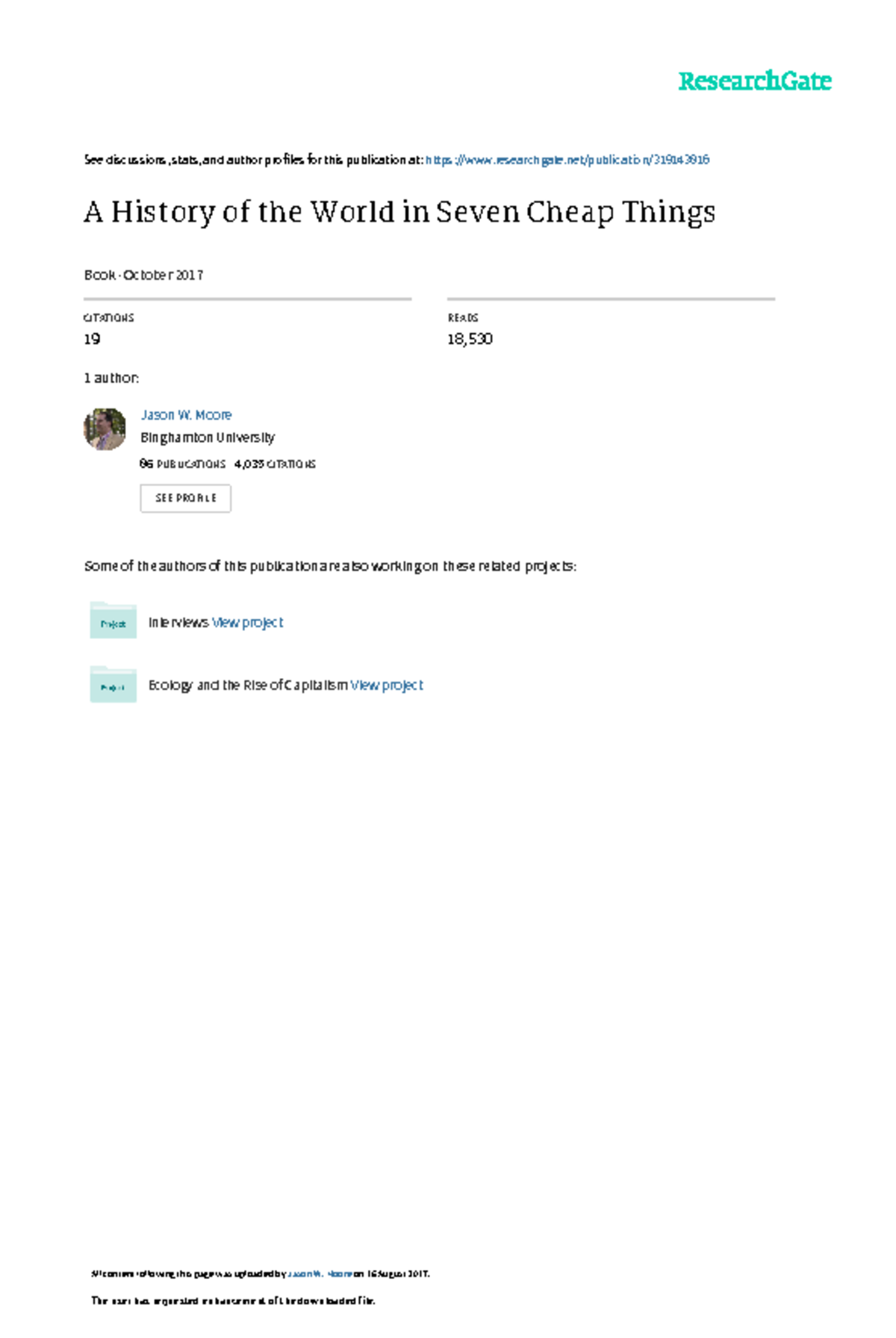 A History of the World in Seven Cheap Things: Introduction (2017) - Studocu