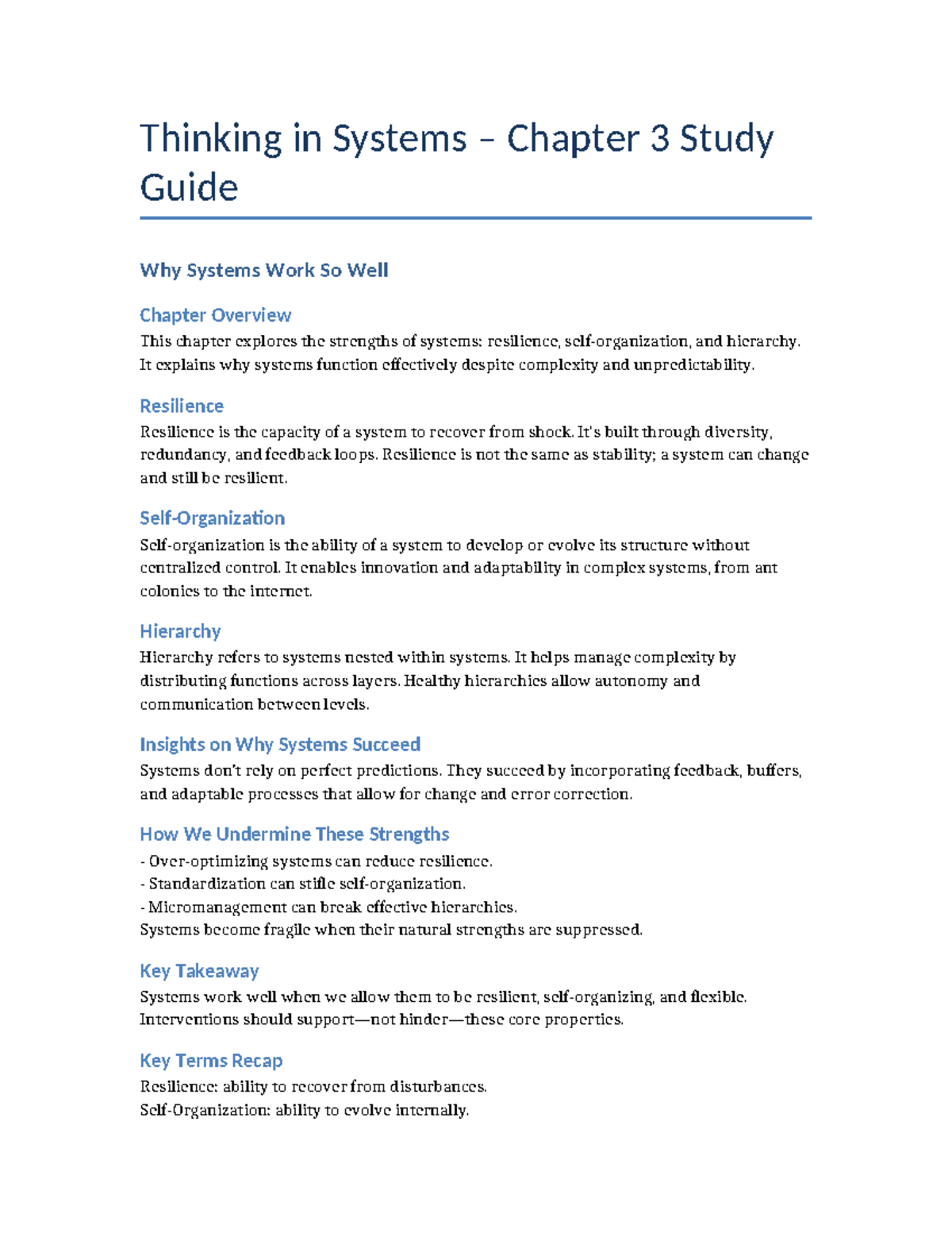 Thinking in Systems: Chapter 3 Study Guide Overview - Studocu