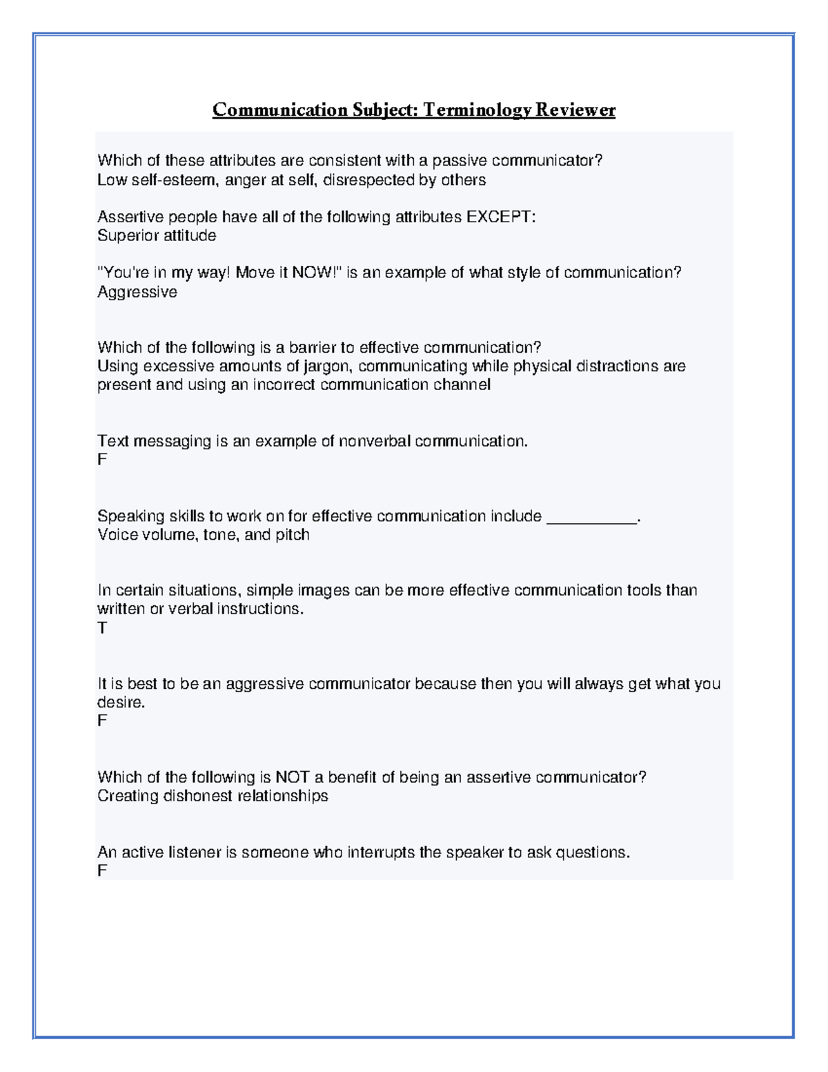 Communication Subject - Terminology Reviewer - Communication Subject ...