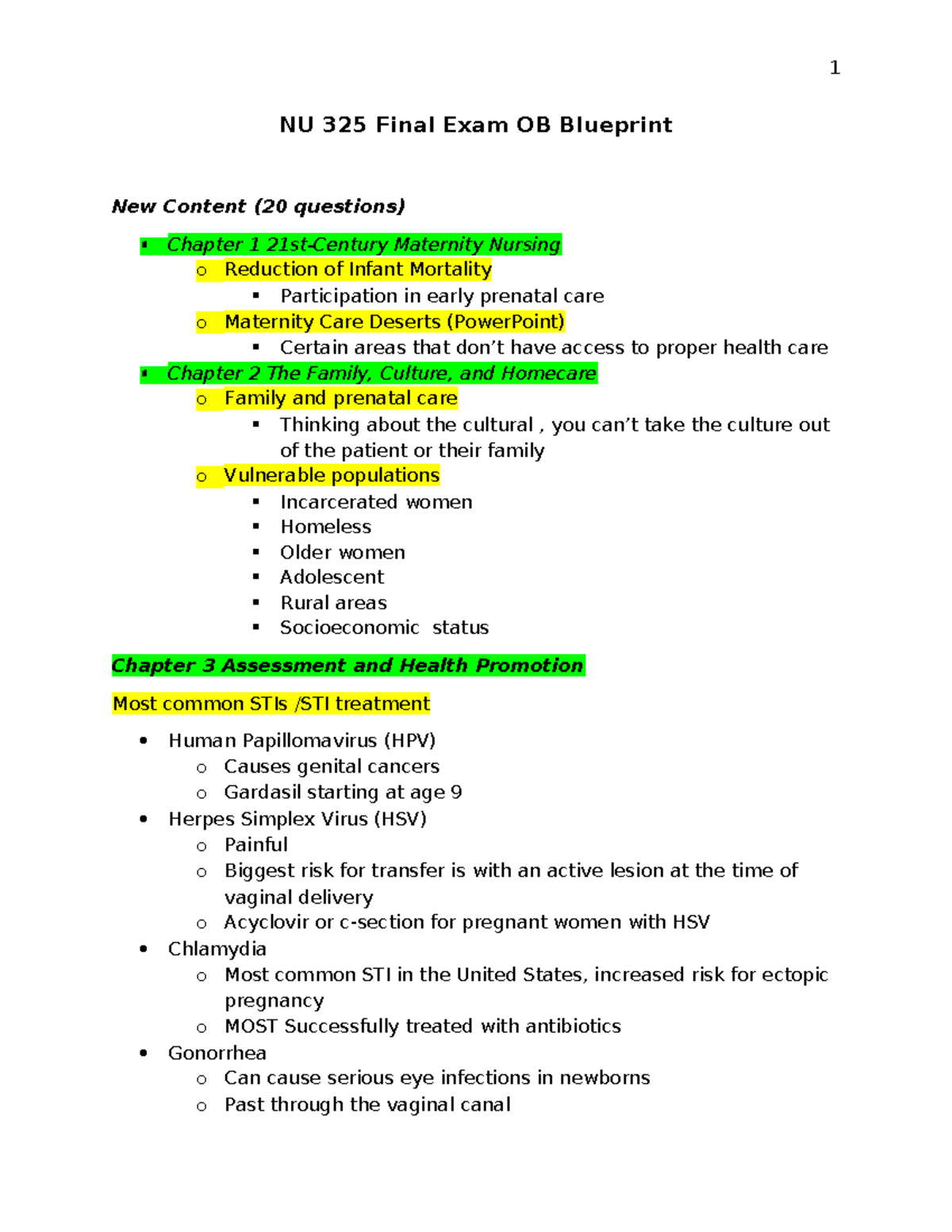 NU 325 Final Exam OB Study Guide: Key Concepts and Essential Guidelines ...