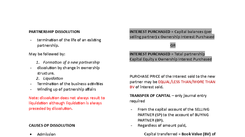 Partnership Dissolution & Admission of New Partners: Key Concepts ...