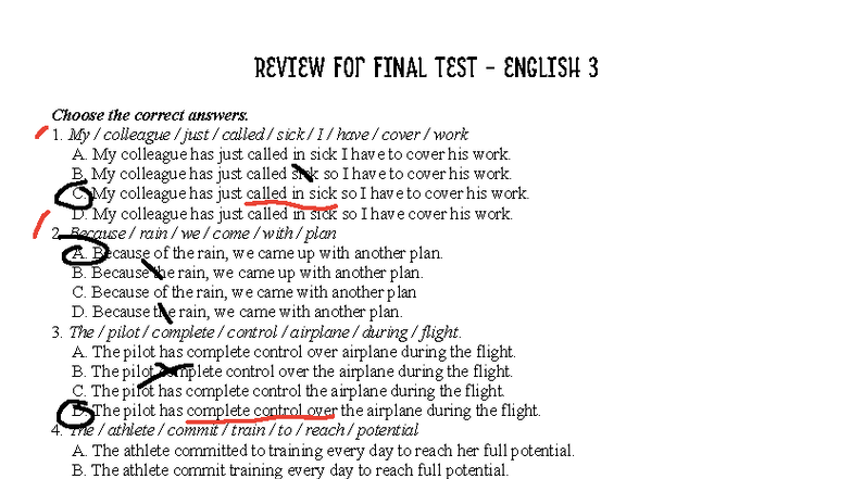 AV3 FINAL TEST REVIEW - ENGLISH 3 Answer Key - Studocu