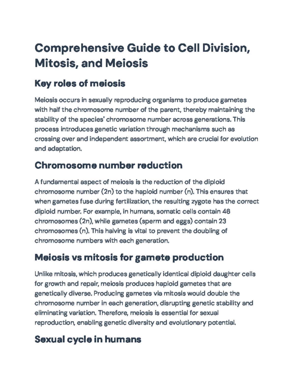 Comprehensive Guide to Cell Division: Mitosis & Meiosis Insights - Studocu