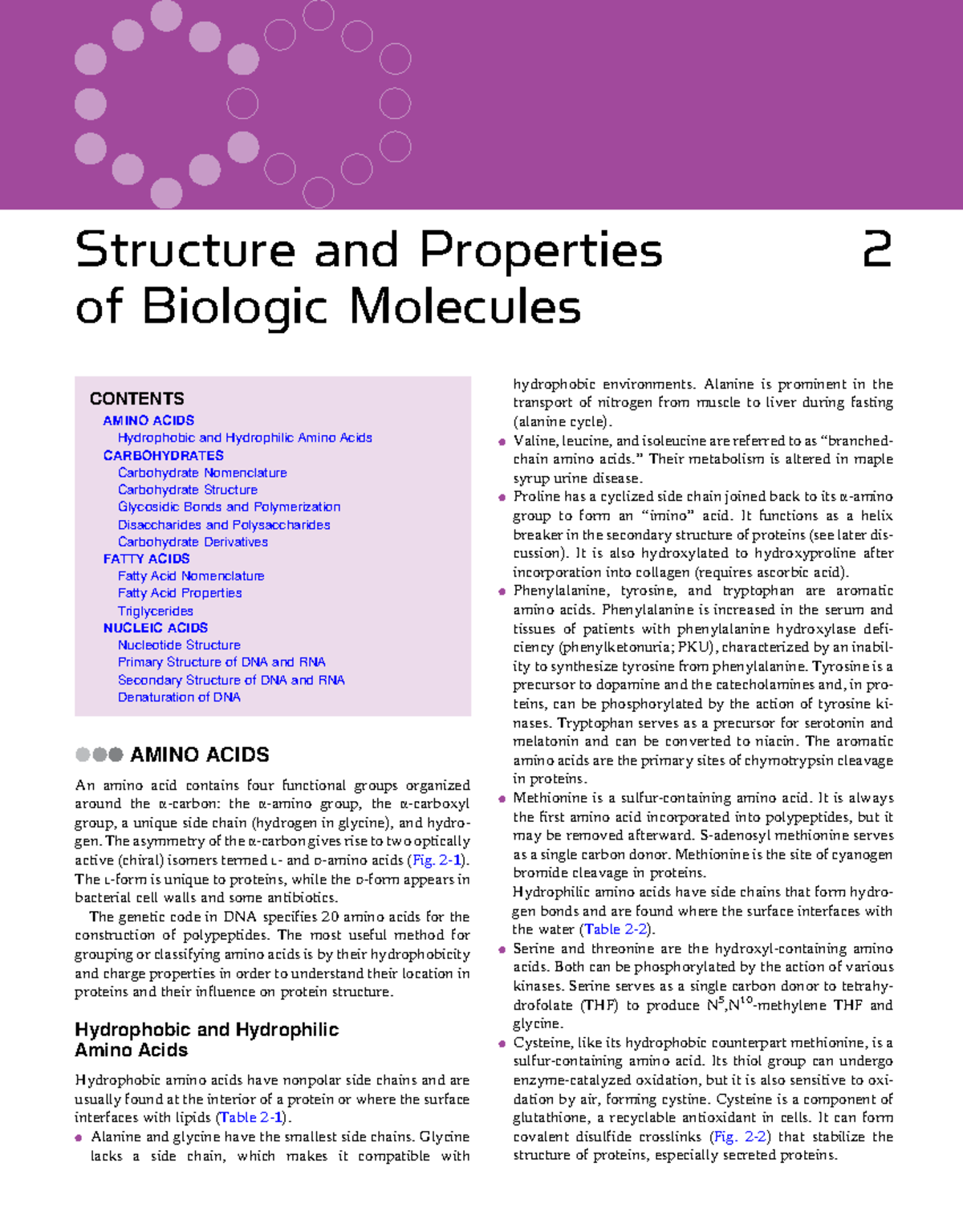 Final Exam Study Guide: Structure & Properties of Biologic Molecules ...