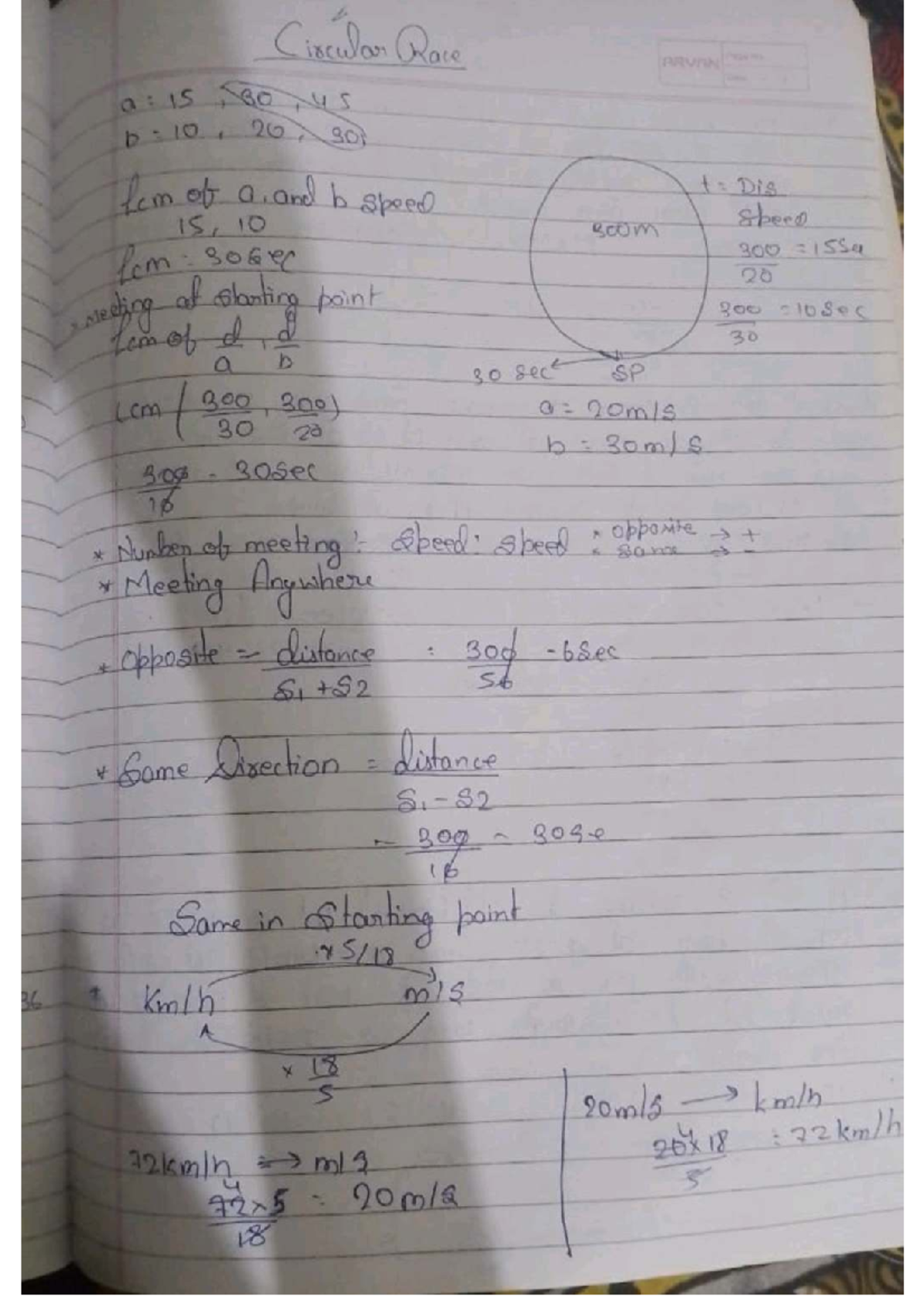 Circular Race Analysis ARVAN - Speed and Meeting Points - Studocu