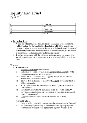 Equity and Trusts Exam paper May 2020 - SCHOOL OF LAW MIDDLESEX ...