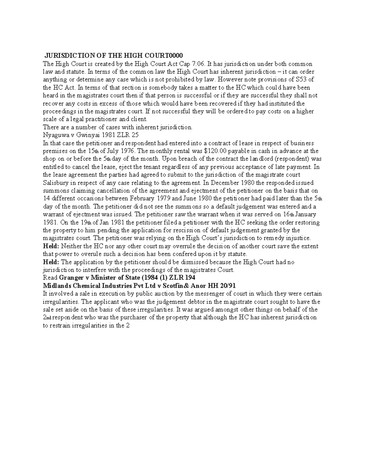 Jurisdiction of the High Court: Fundamental Principles & Case Studies ...