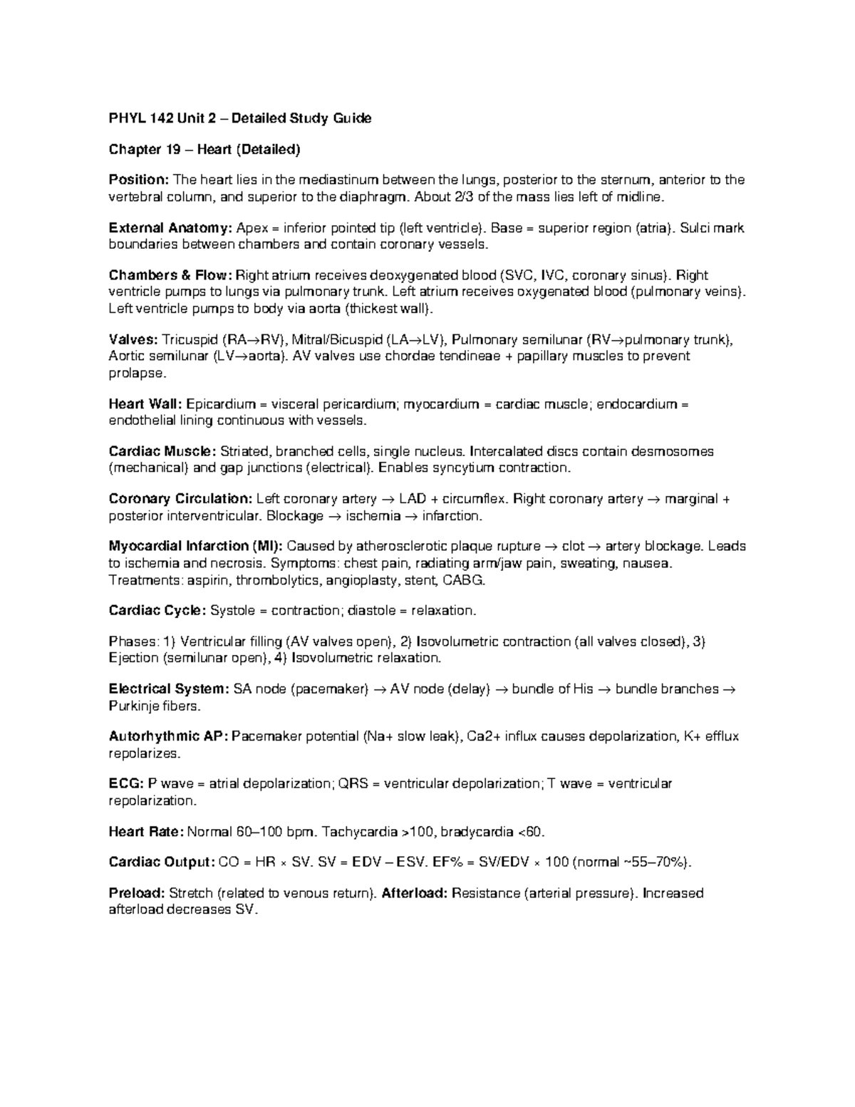 PHYL 142 Unit 2 – Detailed Study Guide - Studocu
