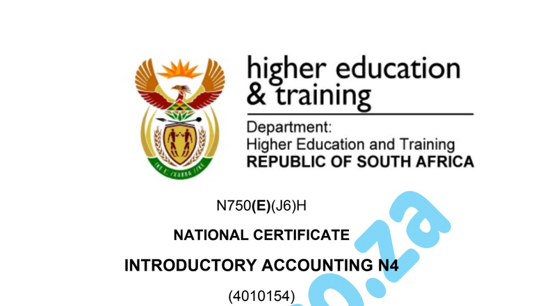N750 Introductory Accounting N4 June 2019 Question Paper - Studocu