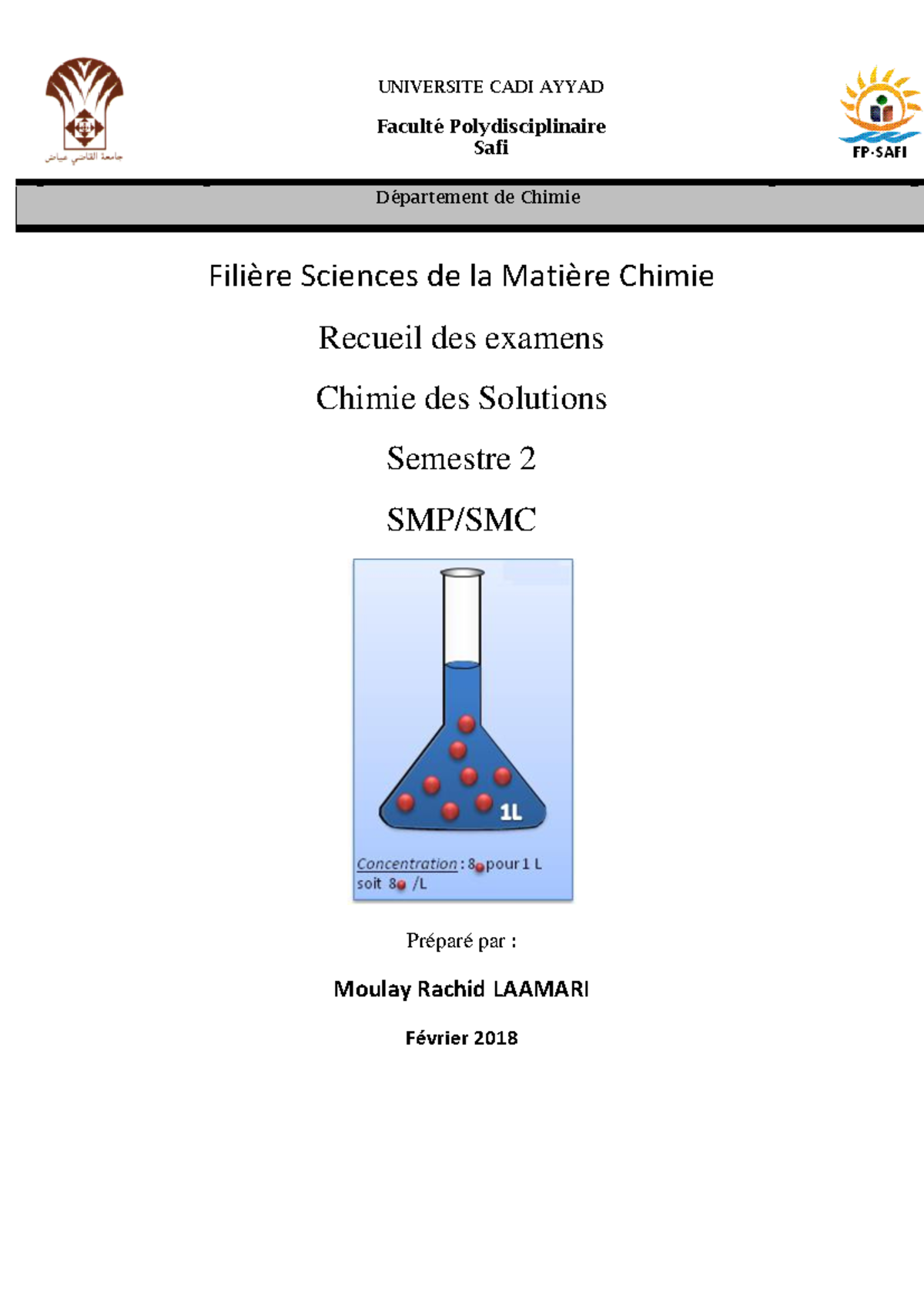 Recueil d'Examens Corrigés - Chimie des Solutions (SMP/SMC) - Studocu